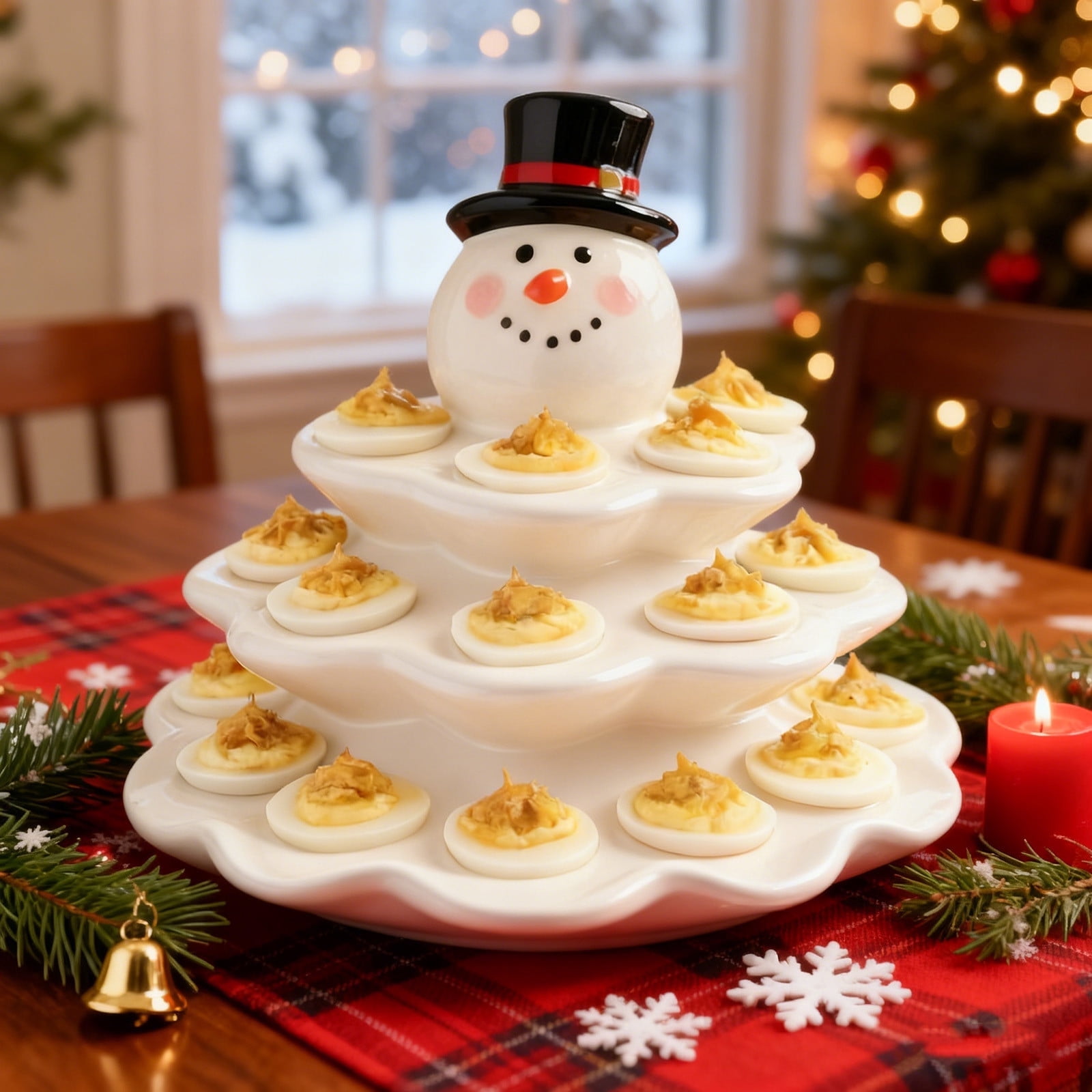 Christmas Tree Deviled Egg Holder, 4 Tier PC Resin Deviled Egg Platter ...