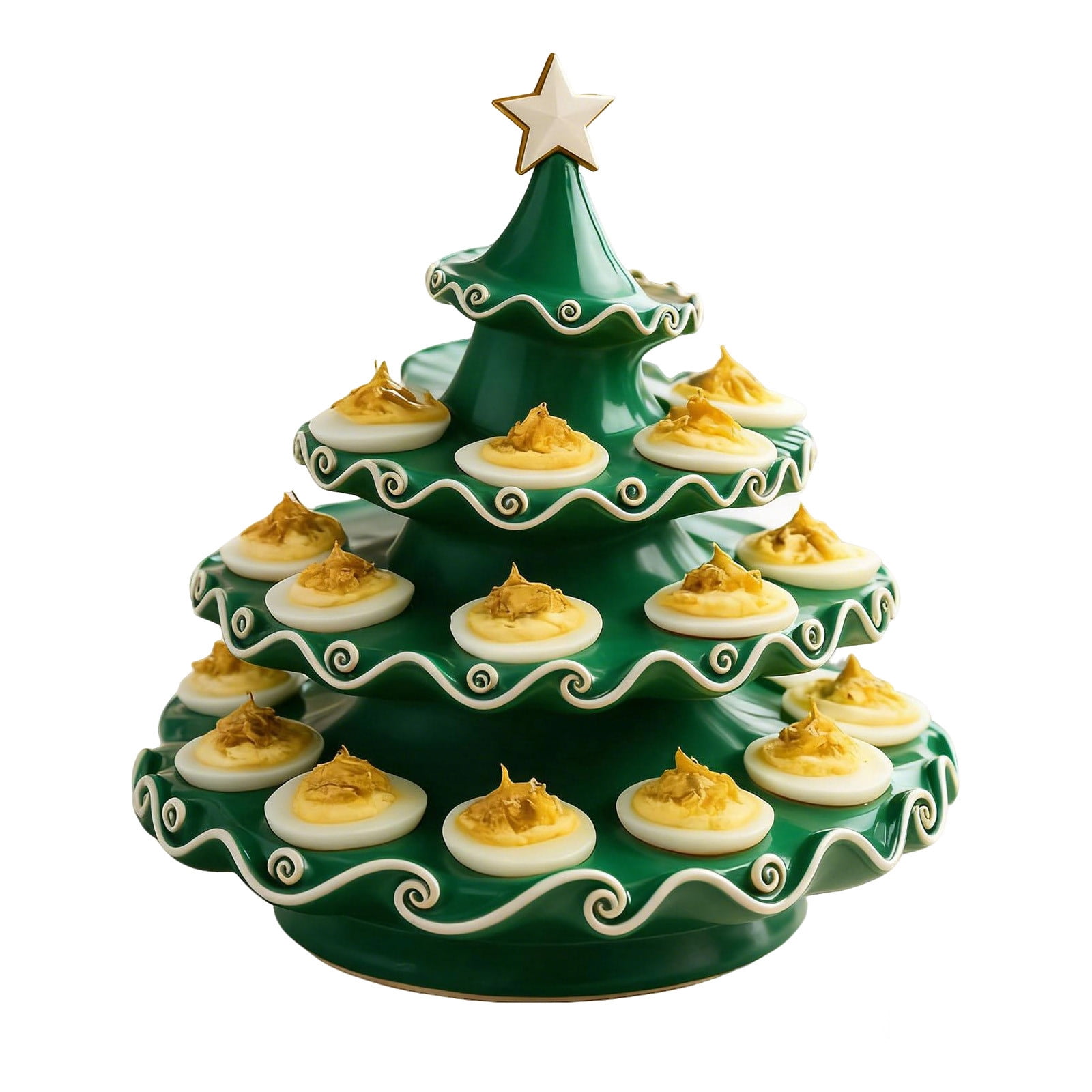 Christmas Tree Deviled Egg Platter with Star Topper,24 Holes Stackable ...