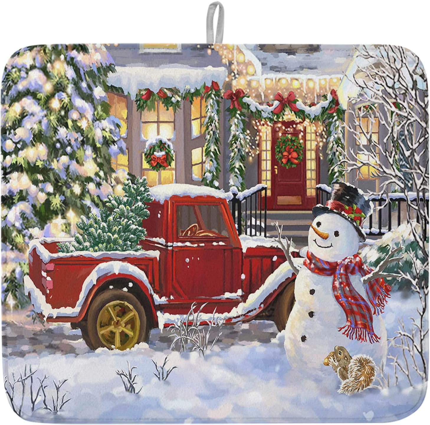 Christmas Tree Dish Drying Mat for Kitchen Counter Xmas Tree Snowflake ...