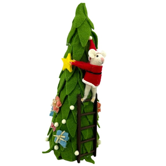 Christmas Tree Display Large Wool Felted Mouse on Ladder – Handmade ...