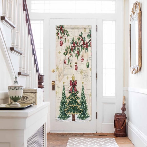 Christmas Tree Door Curtains for Door Window, French Sidelight Front ...