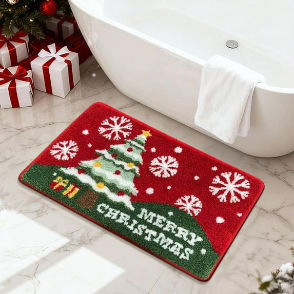 Christmas Tree Doormat, 20x31 Inches Non-Slip Christmas Decorations ...