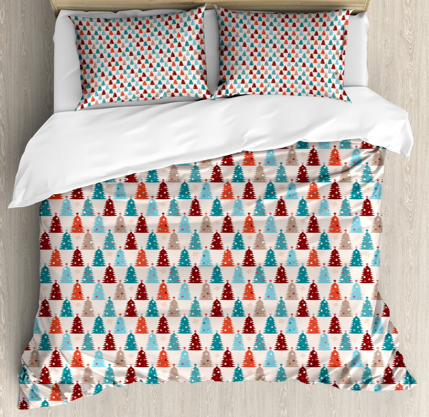 Christmas Tree Duvet Cover Set Queen Size, Colorful Repetitive Pattern ...