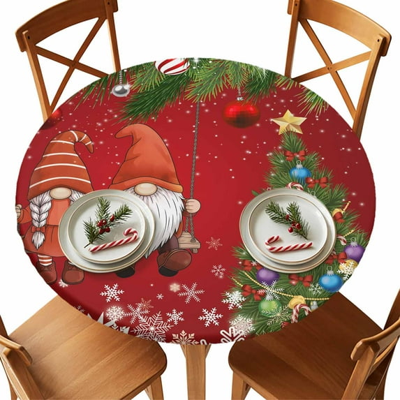 Christmas Tree Dwarf Xmas Ball Fitted Round Tablecloths Table Covers 45 ...