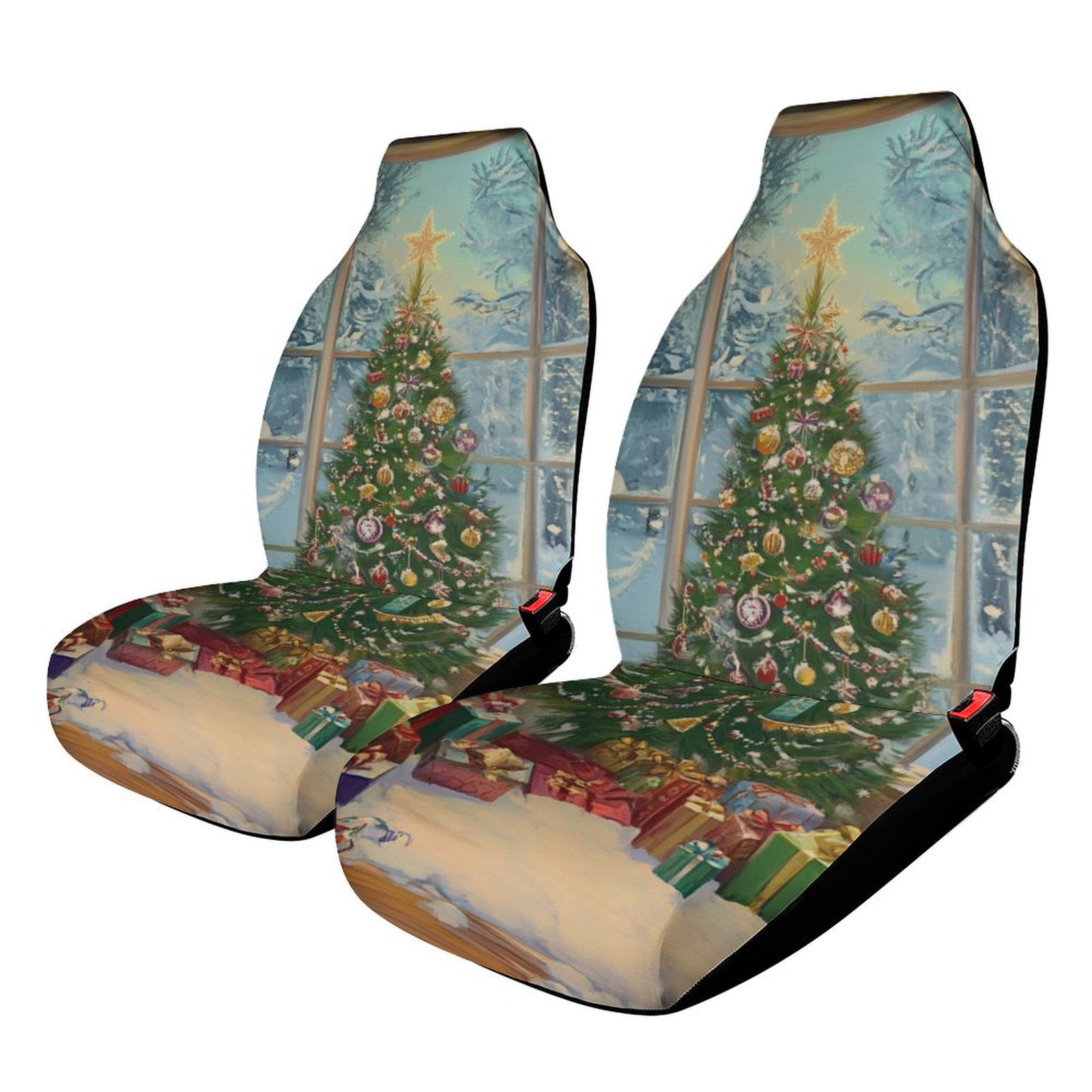 Christmas Tree Elk Snowflakes Car Seat Covers Set of for 2 Front Seats ...