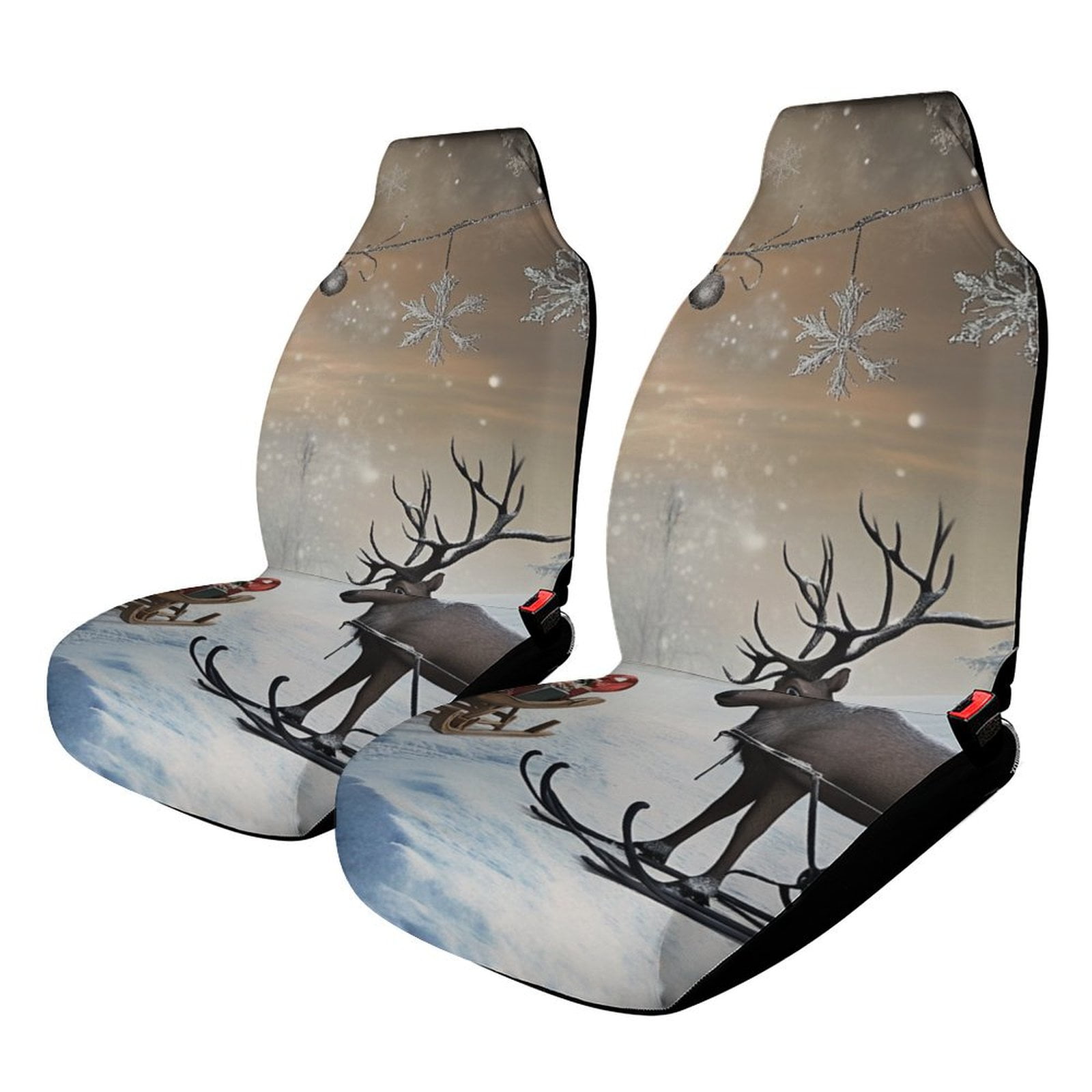 Christmas Tree Elk Snowflakes Car Seat Covers Set of for 2 Front Seats ...
