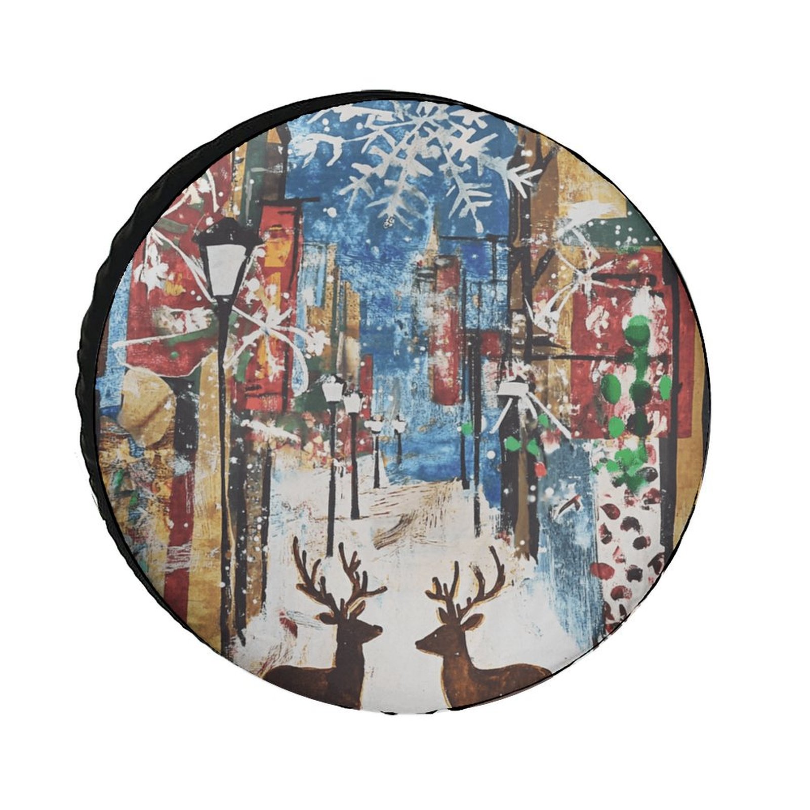 Christmas Tree Elk Snowflakes Spare Tire Cover for RV Trailer ...