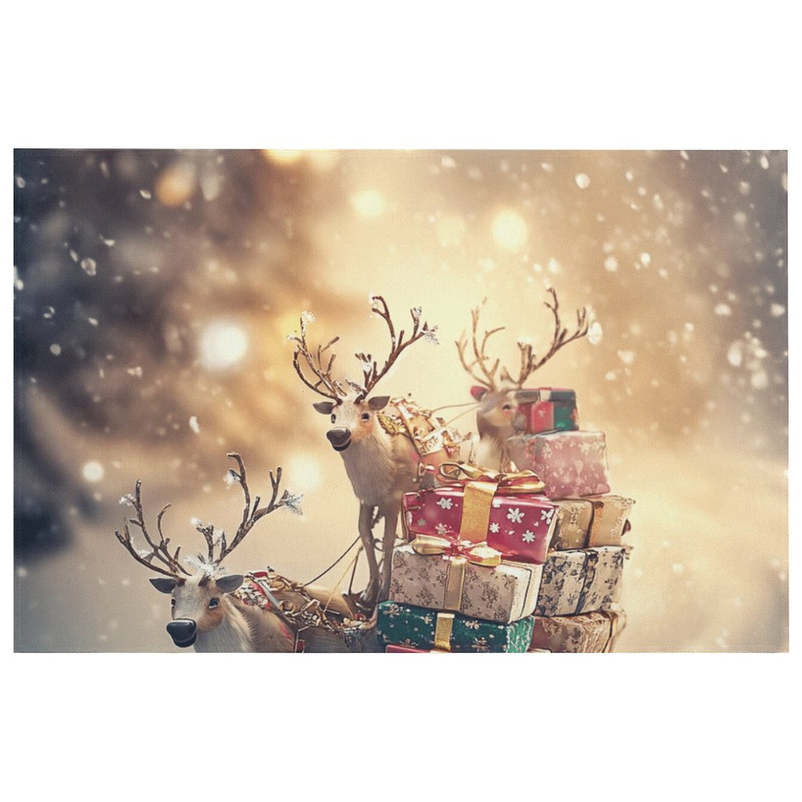 Christmas Tree Elk Snowflakes Washable Carpet, Non Slip Carpet Mat for ...