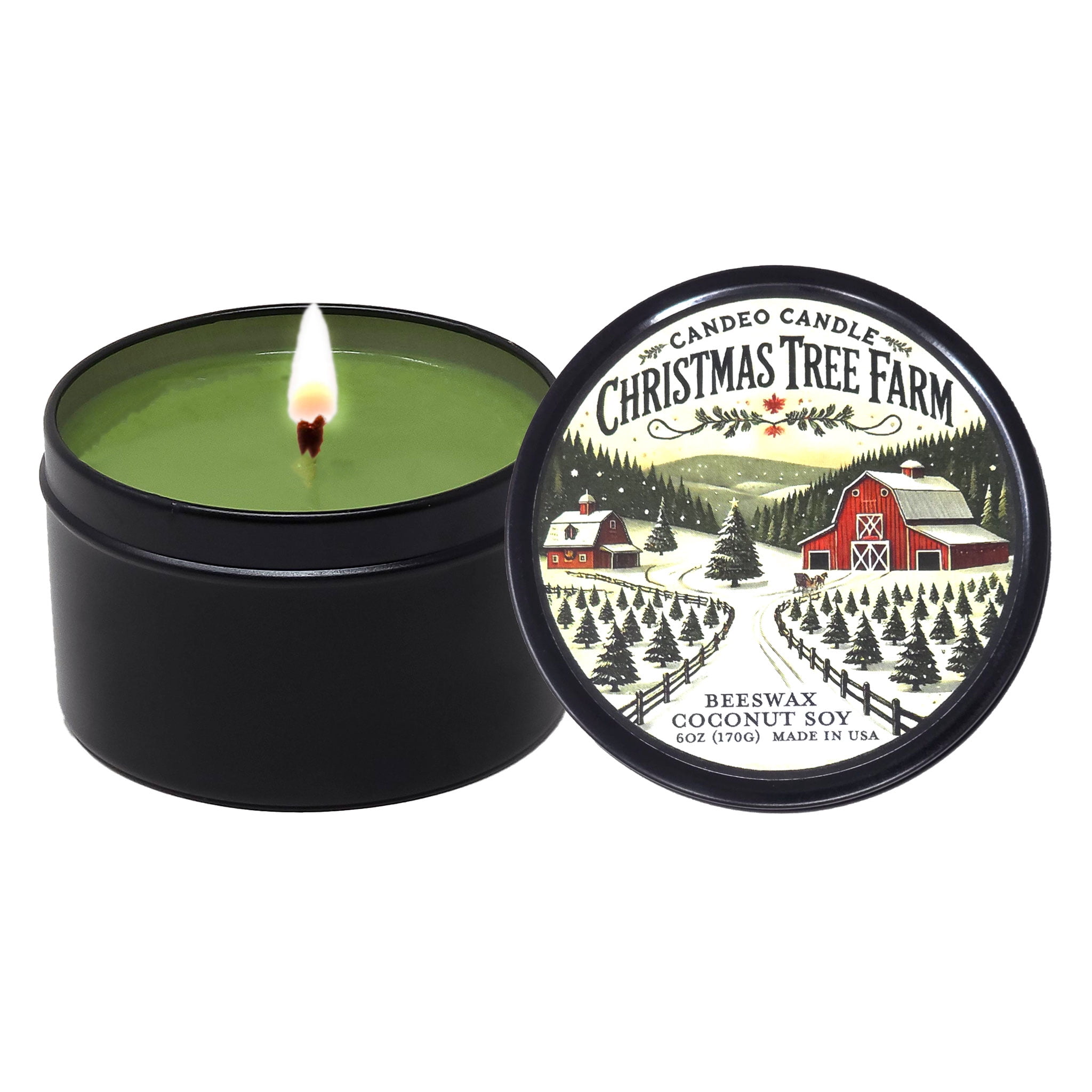 Christmas Tree Farm 6oz Soy Candle Tin – Fresh Evergreen Scented Candle ...