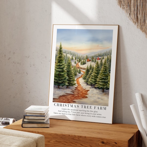 Christmas Tree Farm Poster, Holiday Farm Poster, Illustration Print ...
