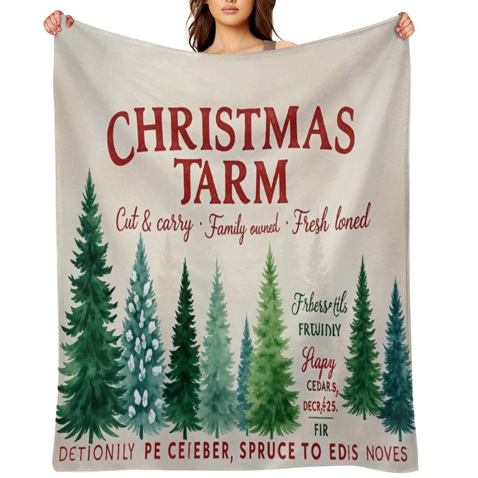 Christmas Tree Farm Warm Flannel Blanket Soft Comfortable Home Bed Air ...