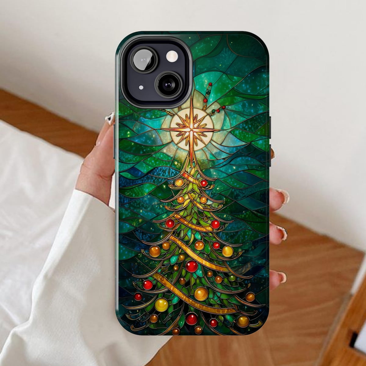 Christmas Tree Faux Stained Glass Print Holiday Phone Case 17 11 12 13 ...