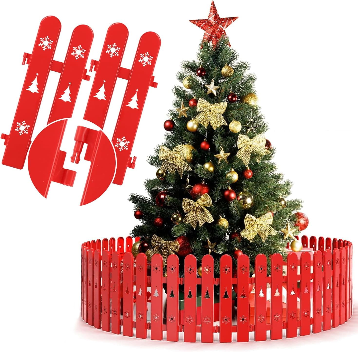 Christmas Tree Fence Barrier for Pets & Kids - 36Pcs Foldable Picket ...