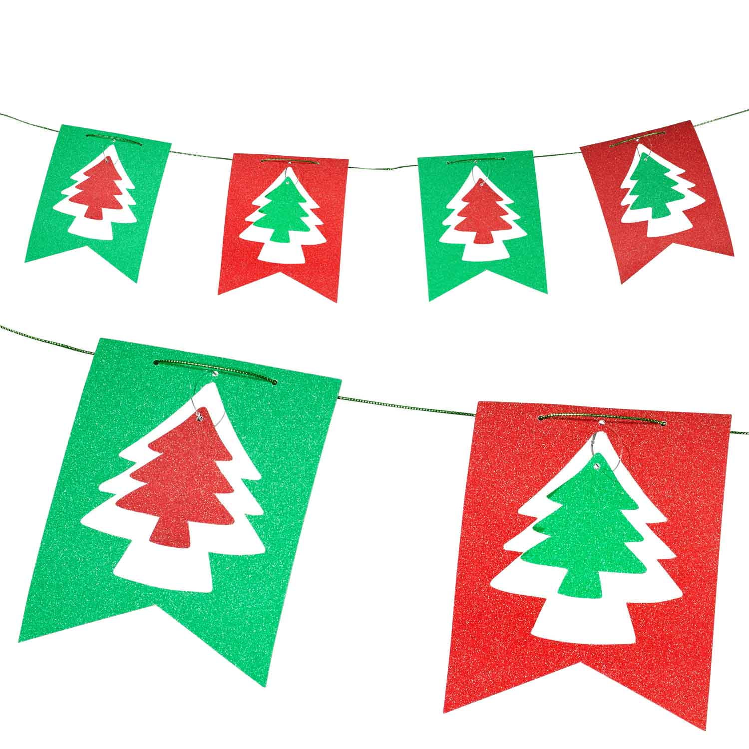 Christmas Tree Flag Hanging Decoration Holiday 8FT Pennant Banner, Red ...