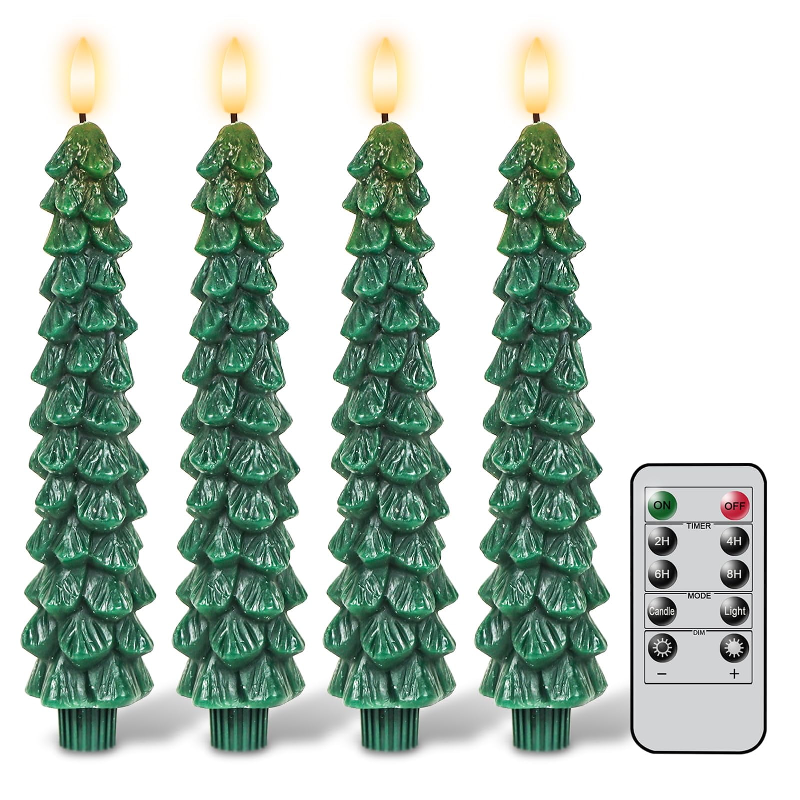 Christmas Tree Flameless Taper Candles Light with Remote Timer ...