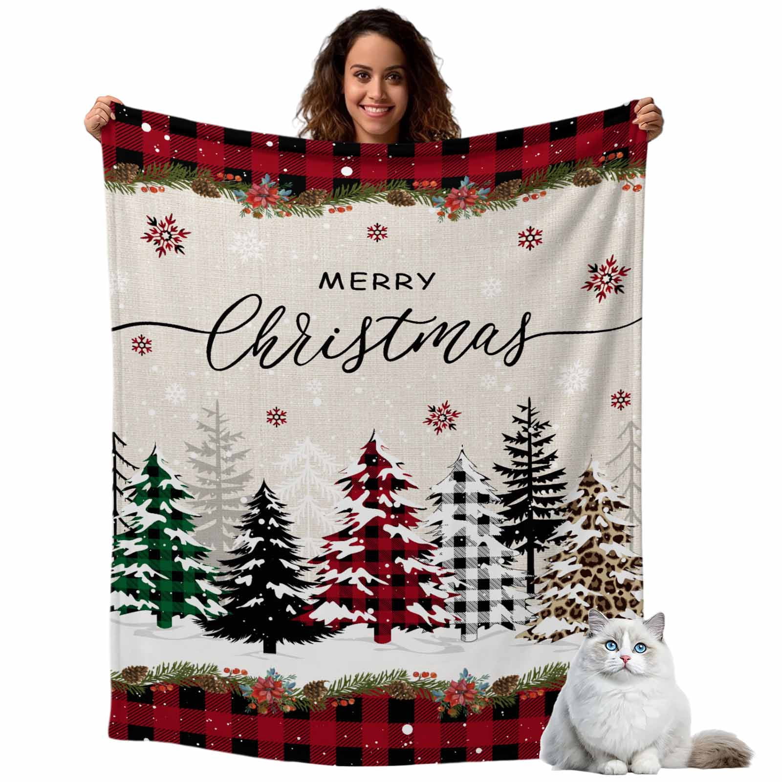 Christmas Tree Flannel Blanket for Bed,Travel and Camping, Xmas ...