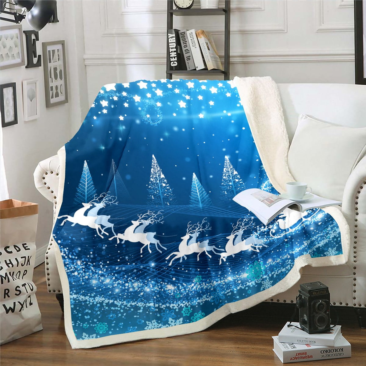 Christmas Tree Fleece Bed Blanket For Kids Boys Queen 90"X90",Cute Xmas ...