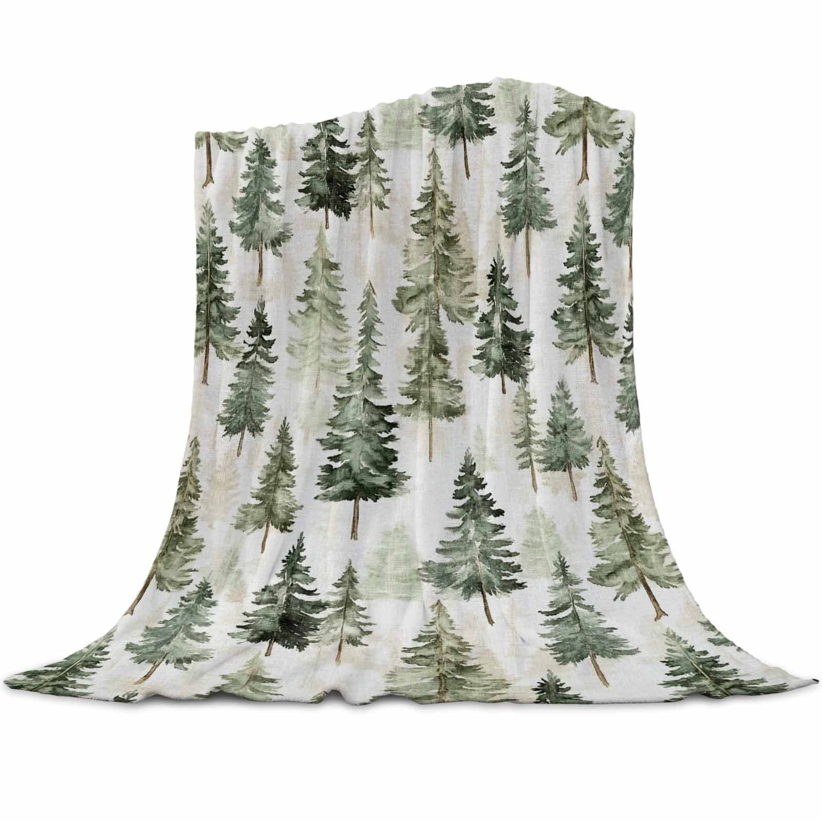 Christmas Tree Fleece Blankets for Couch, Xmas Green Pine Forest ...