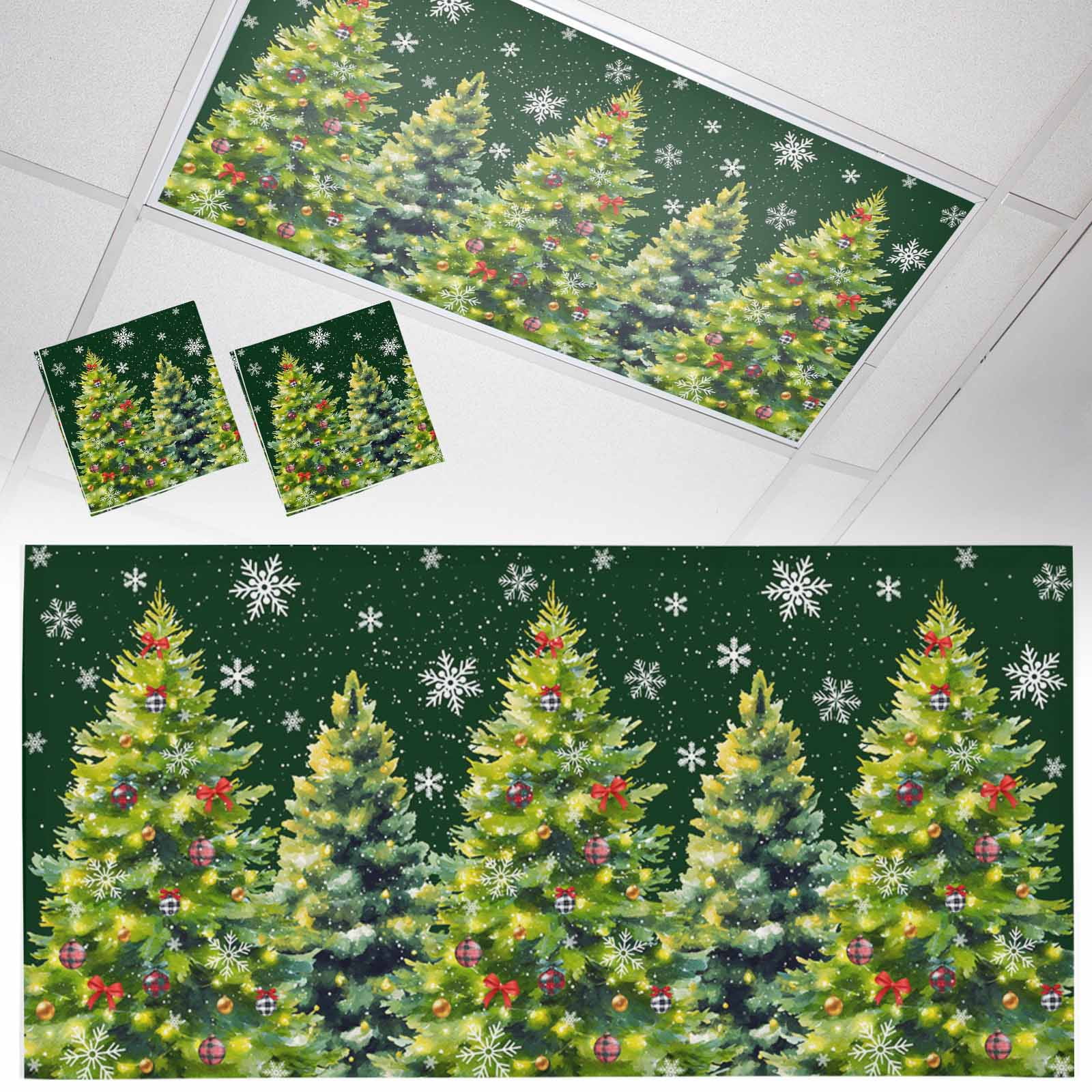 Christmas Tree Fluorescent Light Covers Winter Xmas Snowflake Color ...
