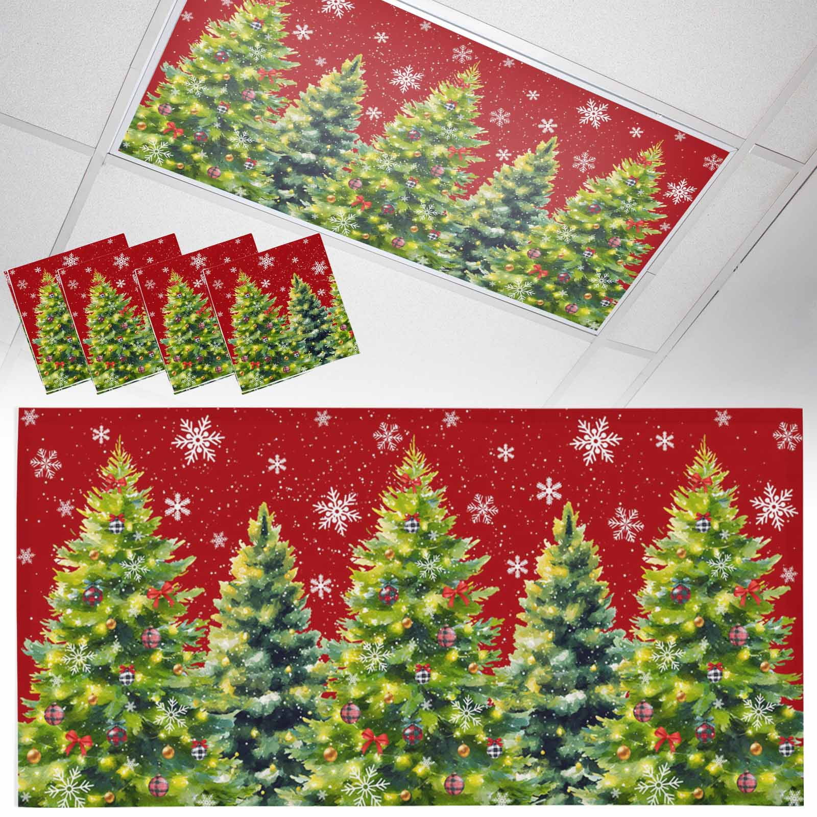 Christmas Tree Fluorescent Light Covers Winter Xmas Snowflake Color ...