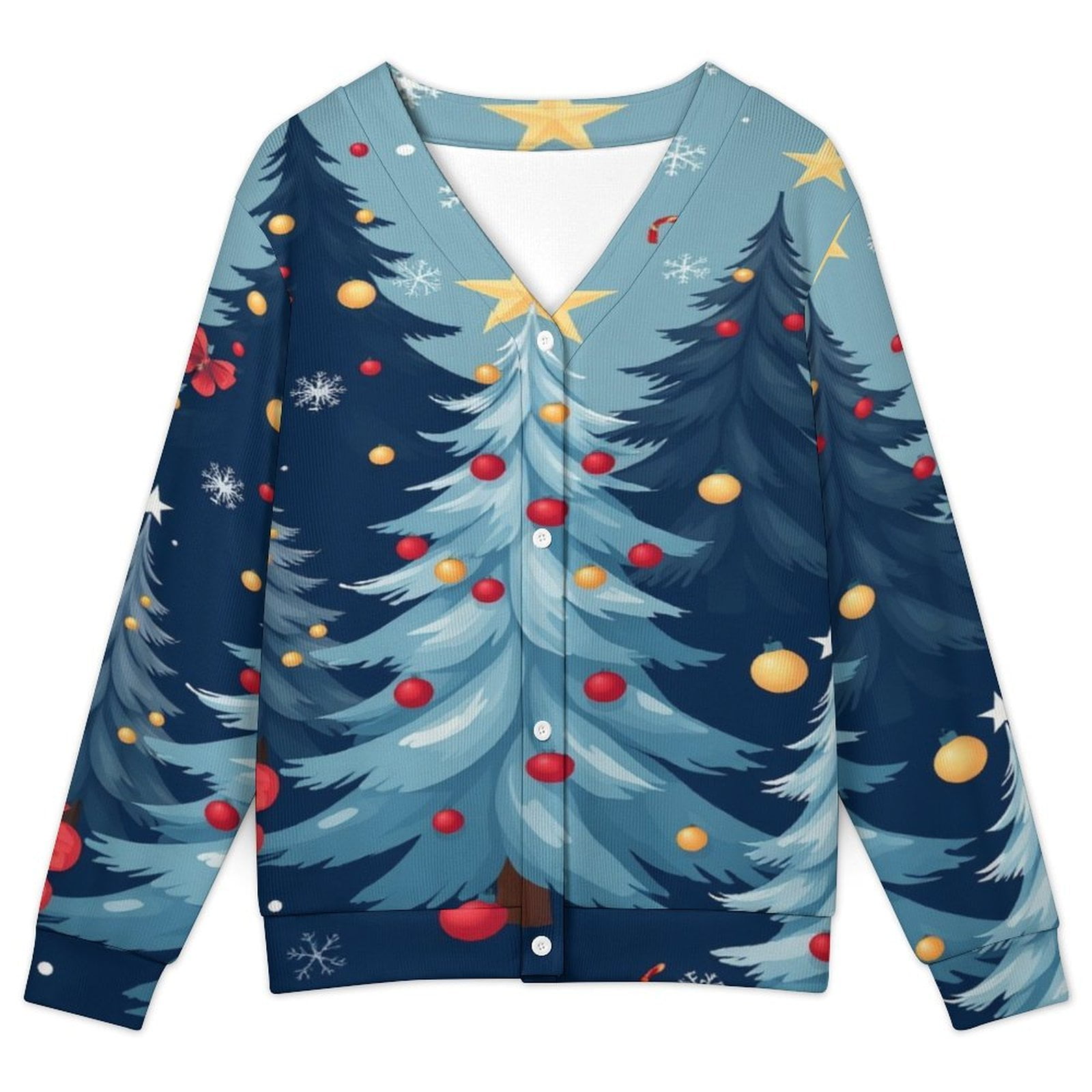 Christmas Tree Forest Scene Sweater Autumn Winter Women's Outerwear ...