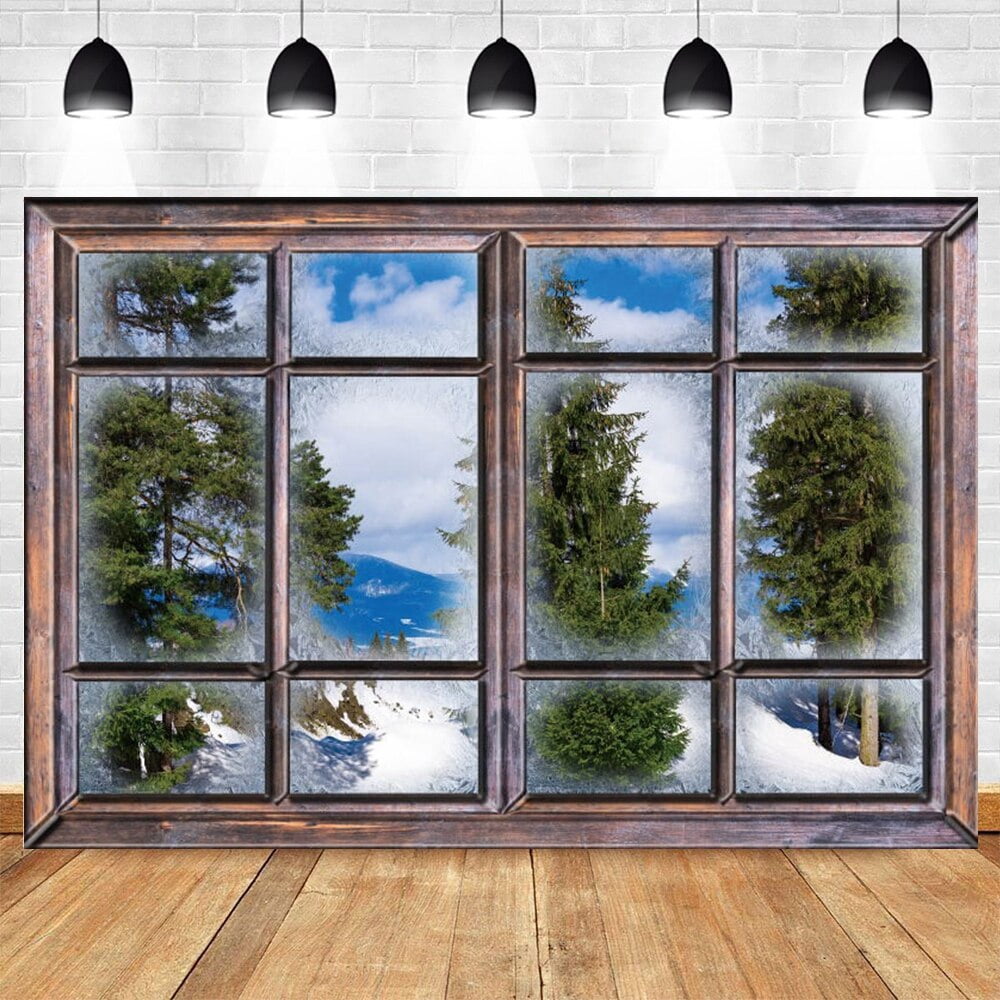 Christmas Tree Forest Winter Window Backdrop Baby Portrait Photography ...