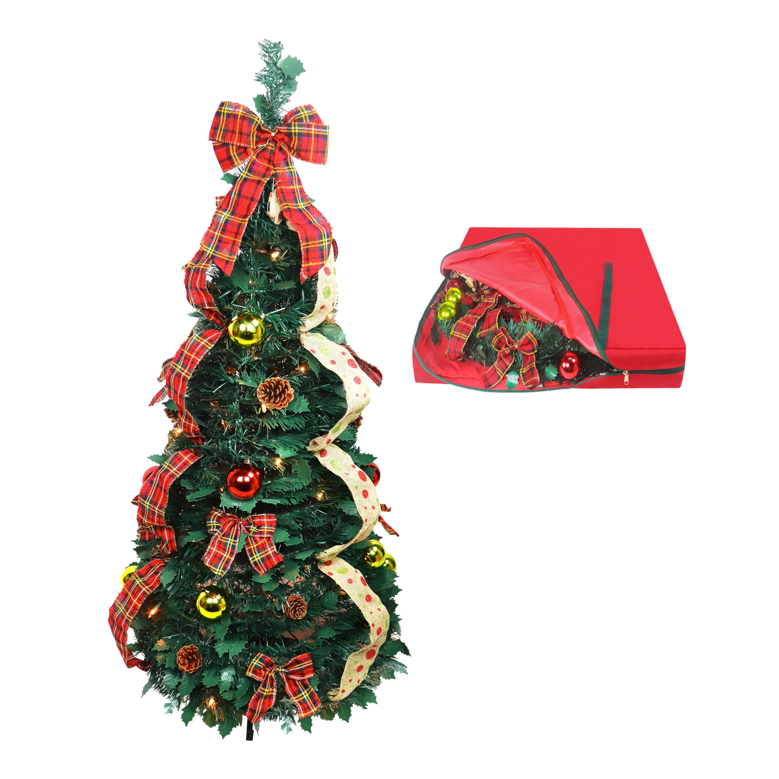 Christmas Tree Fully Decorated Dressed - Pre-Lit 3.3 Ft Pull Up Pop Up ...