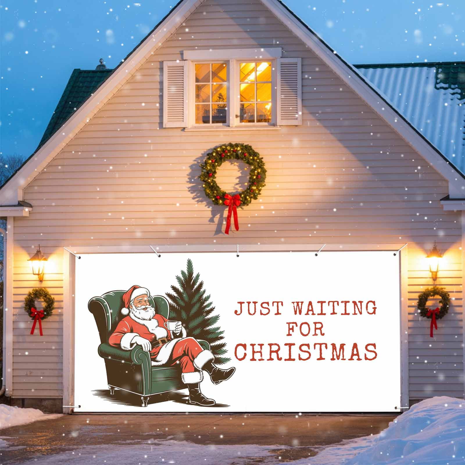Christmas Tree Garage Door Banner Covers, Just Waiting for Christmas ...