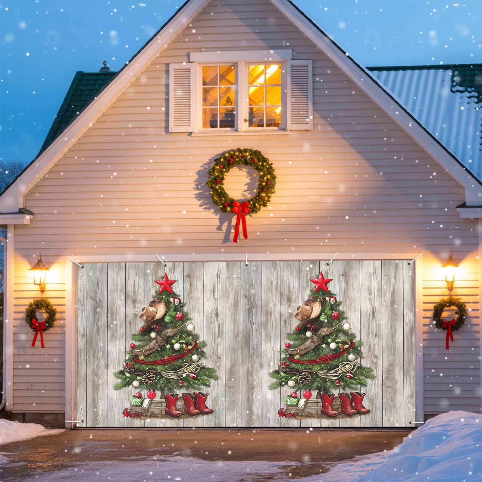 Christmas Tree Garage Door Decorations, 6x13ft Garage Door Cover Banner ...