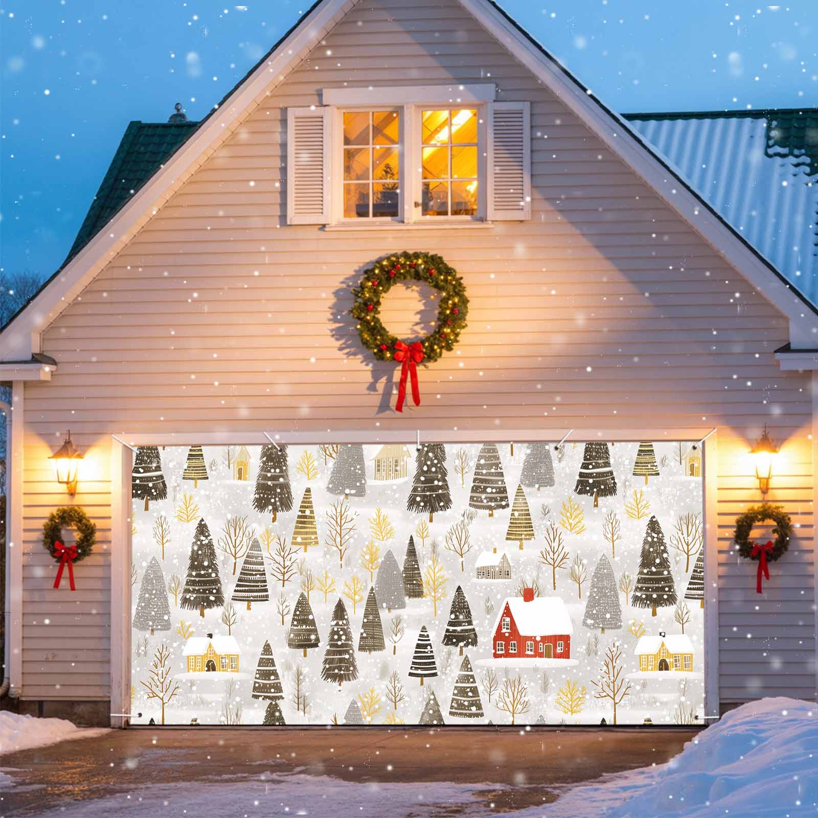 Christmas Tree Garage Door Decorations, 6x13ft Garage Door Cover Banner ...