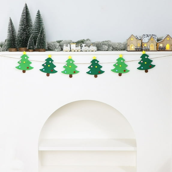 Christmas Tree Garland Banners, Handmade Garment Flag Xmas Trees ...