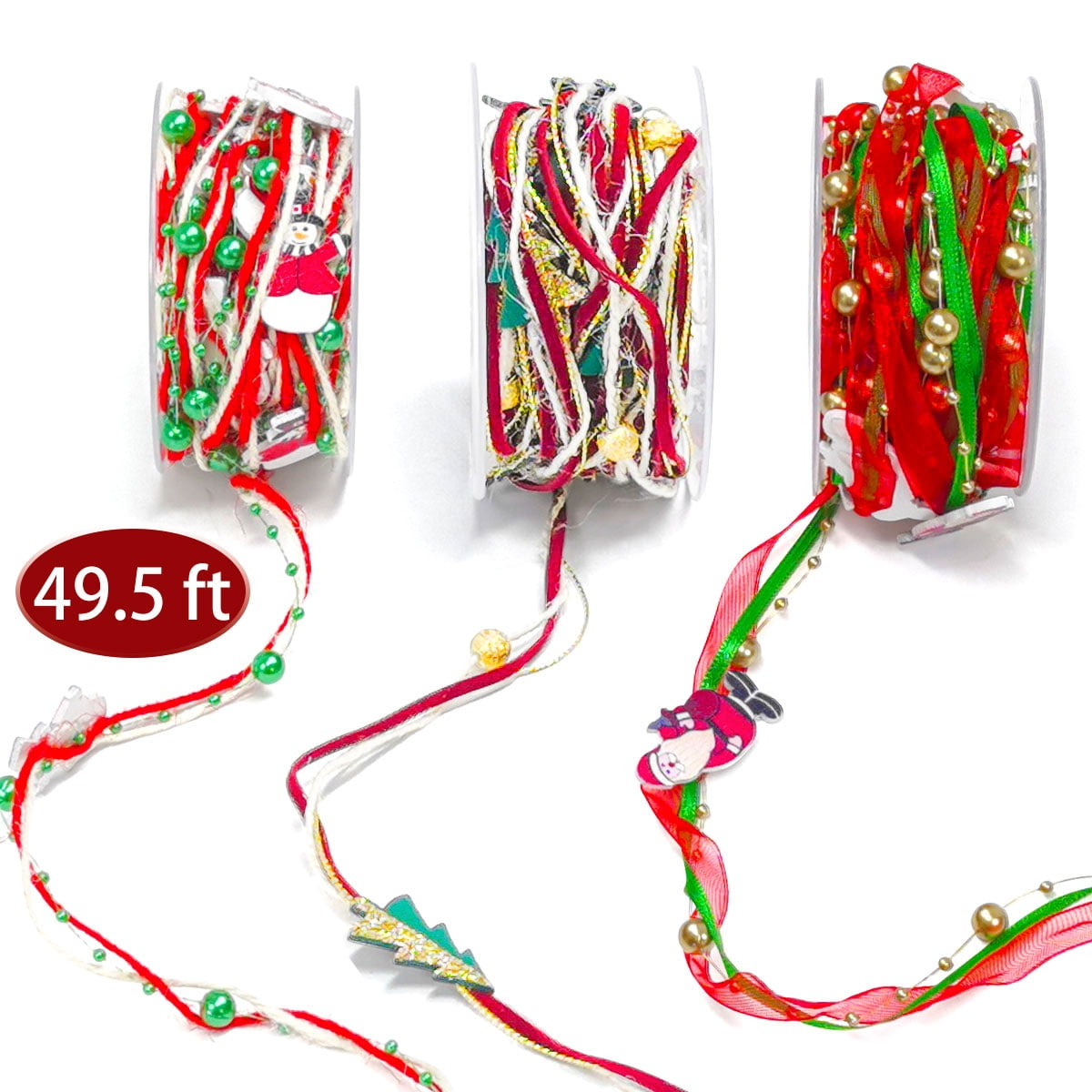 Christmas Tree Garland Christmas Beads Ribbon Tree Ribbon Xmas ...