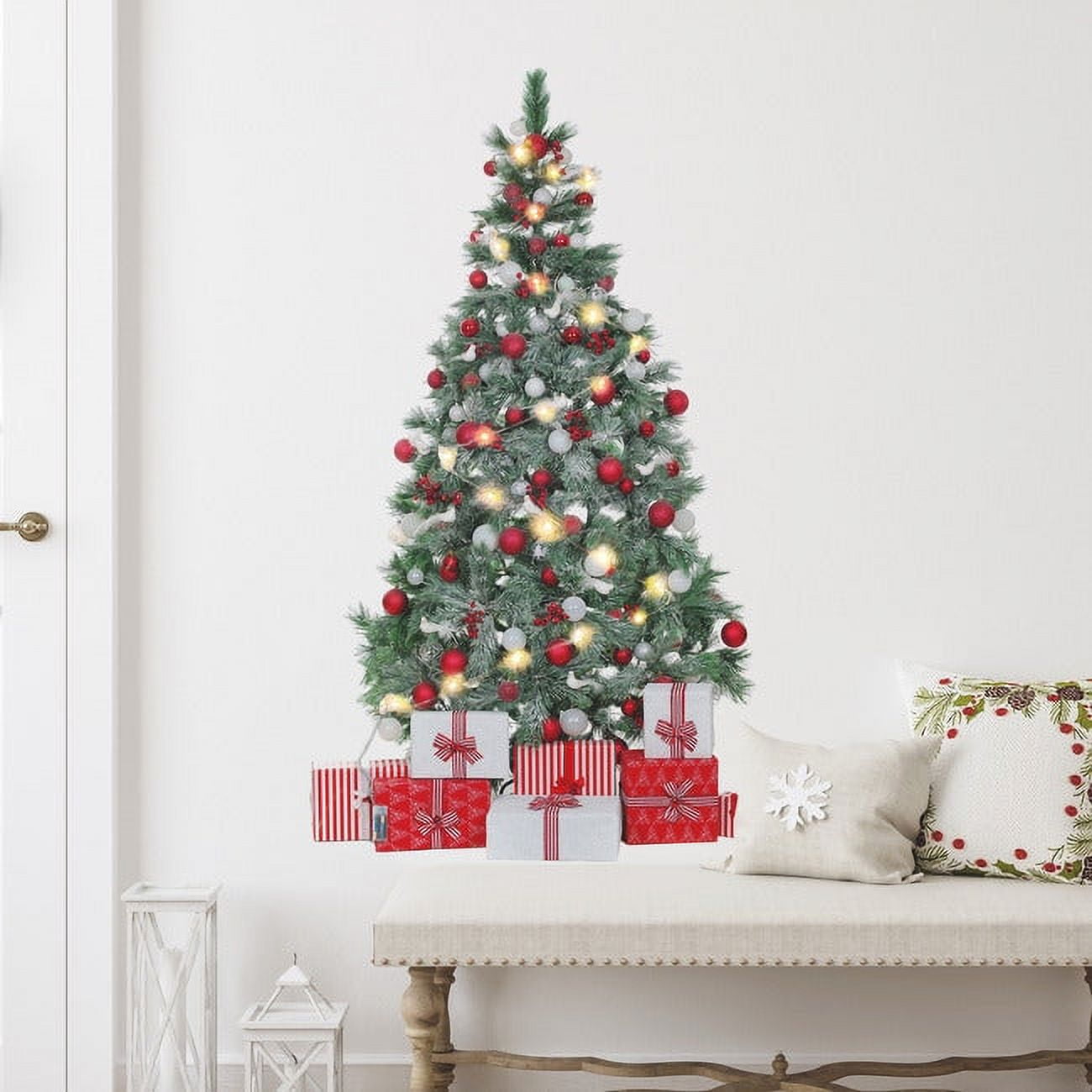 Christmas Tree Giant Wall Decals With String Lights - Walmart.com