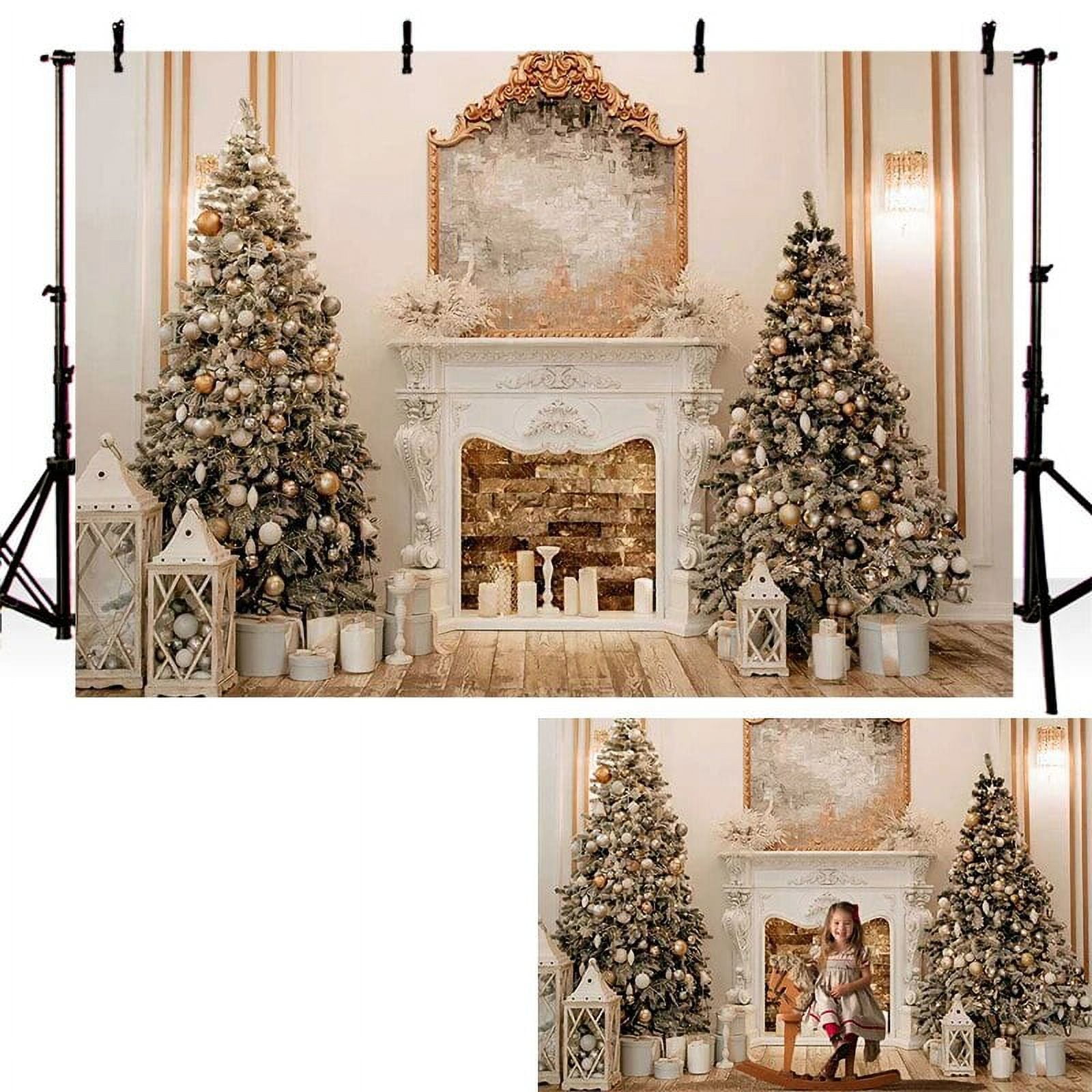 Christmas Tree Gift Photocall Backdrop Window Fireplace Baby Family ...