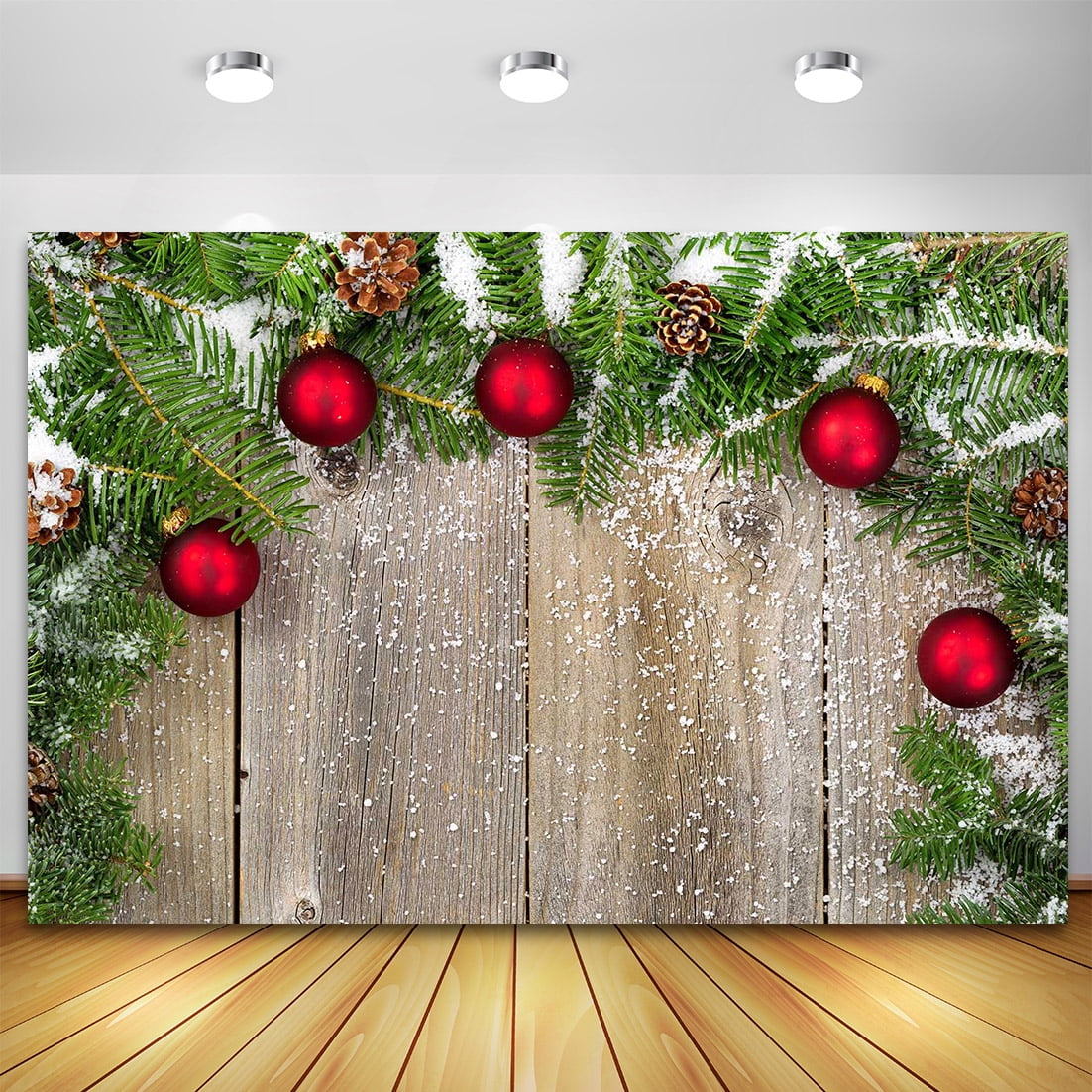 Christmas Tree Gift Photocall Backdrop Window Snow Baby Family Portrait ...