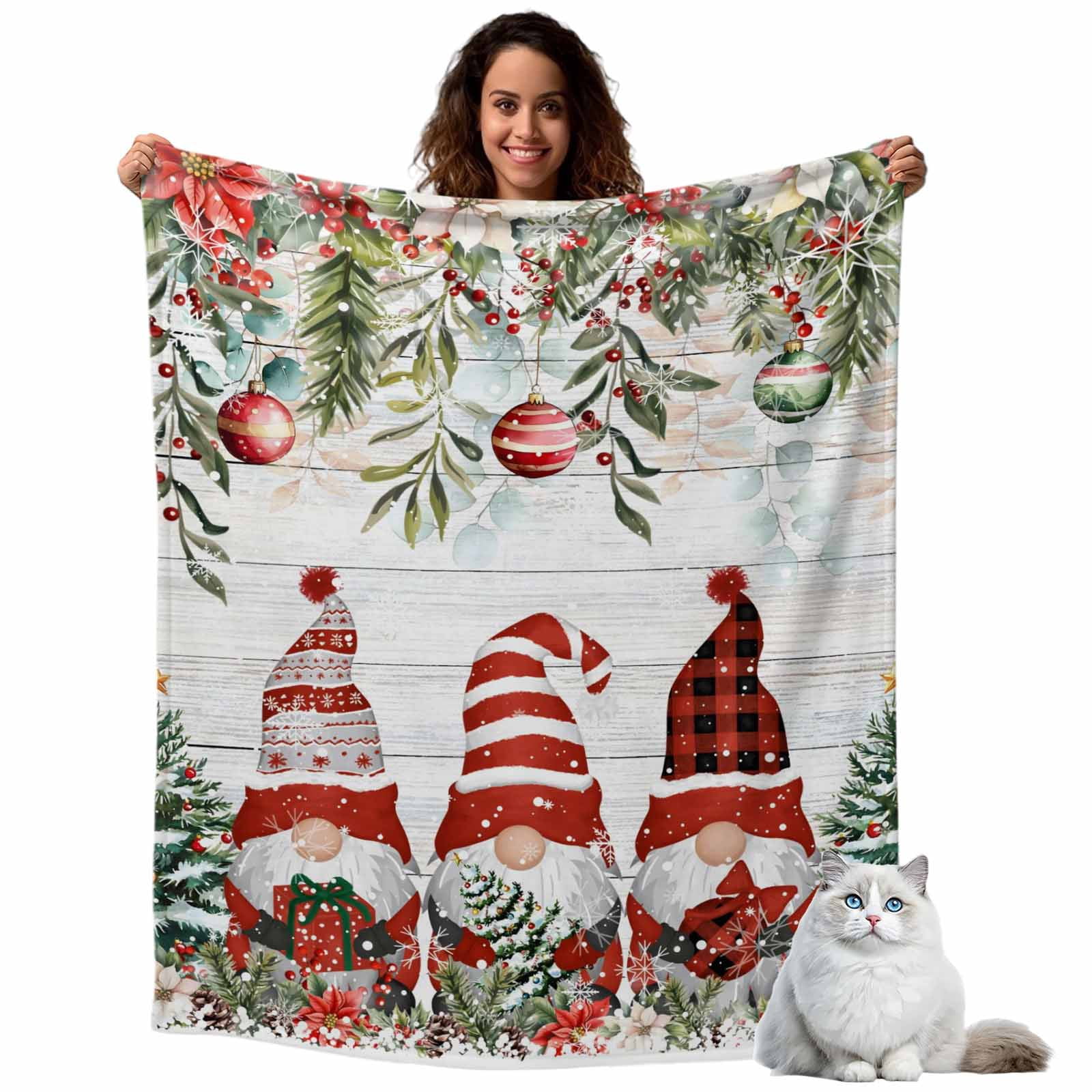 Christmas Tree Gnomes Flannel Blanket for Bed,Travel and Camping ...
