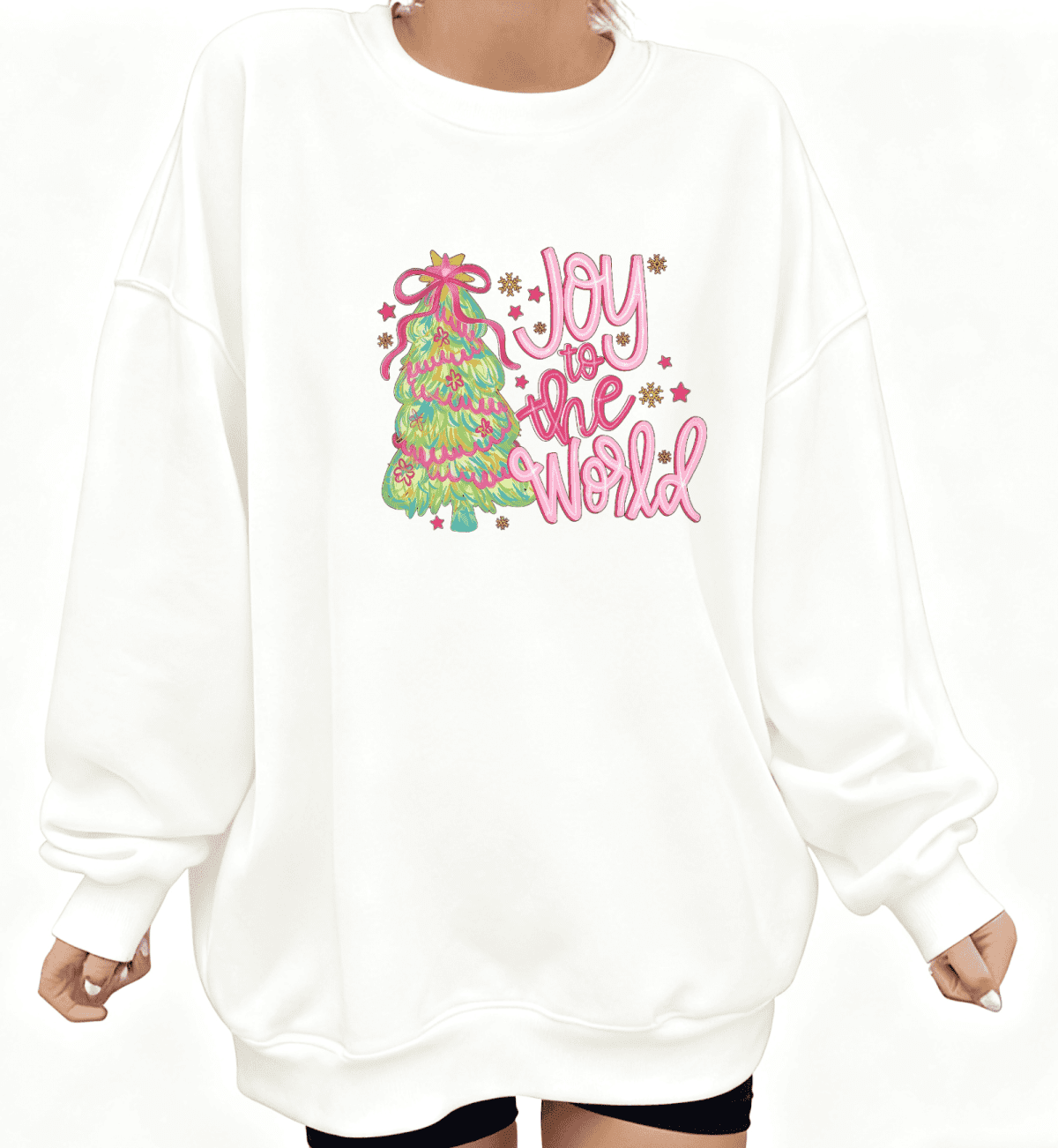 Christmas Tree Graphic Tee T-Shirt Joy To The World Print Top Casual ...