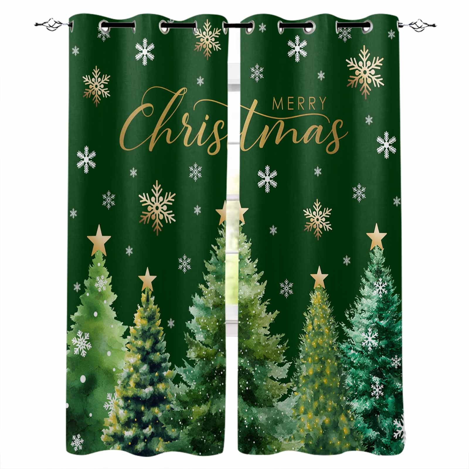 Christmas Tree Green Blackout Curtains 45 Inches Long for Bedroom ...