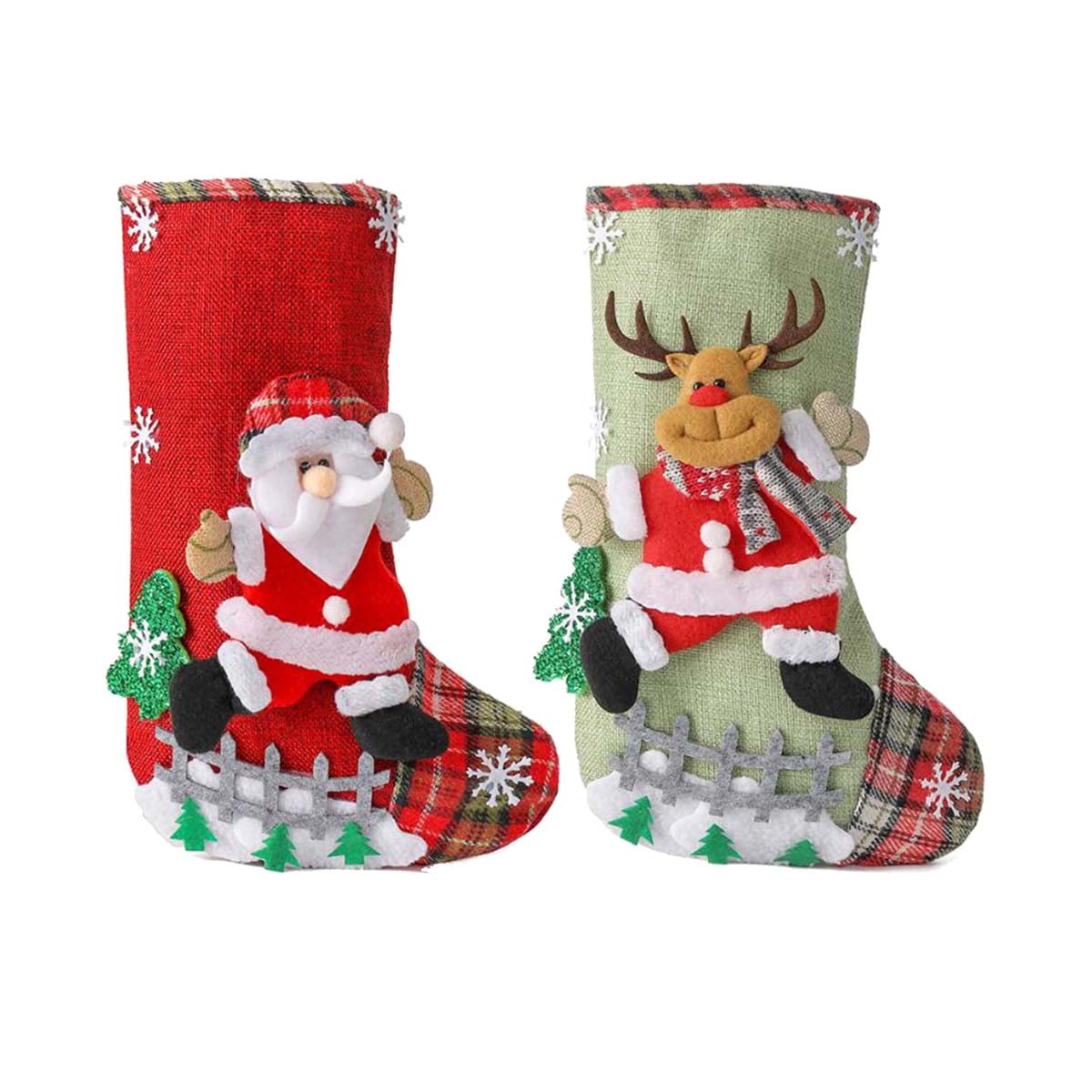 Christmas Tree Hanging Decorations Candy Bag Santa Socks Bag Red Green ...