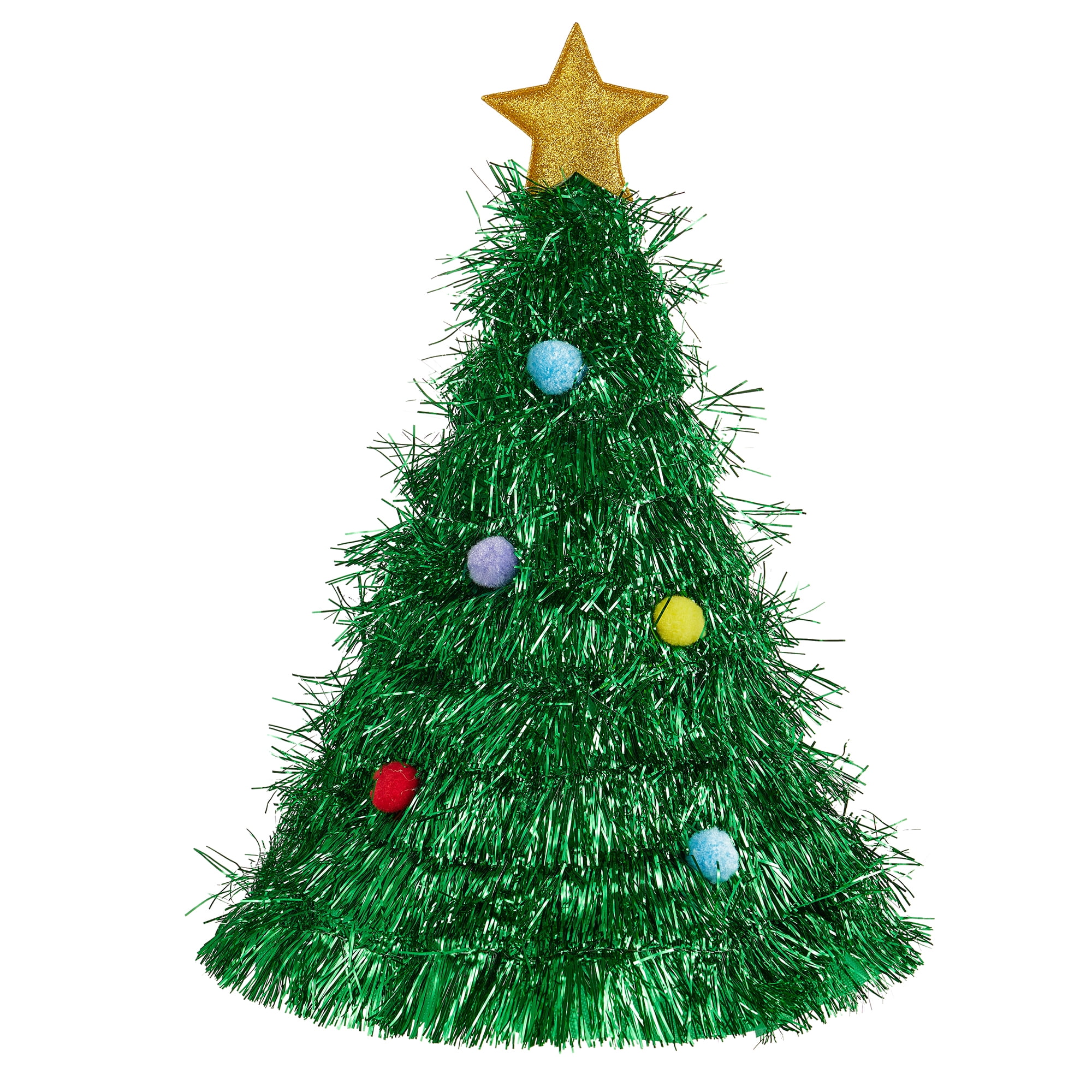 Christmas Tree Hats Tinsel Xmas Tree Hat Glitter Shiny Sequin Plush ...