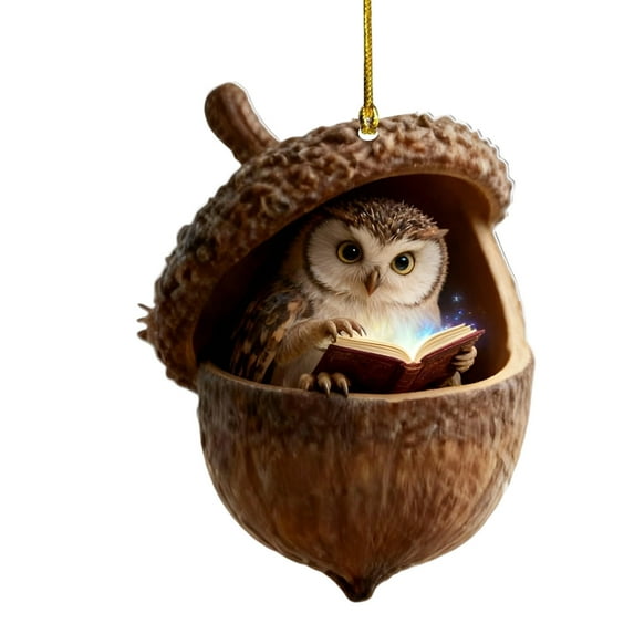 Christmas Tree Hole Pinecone Animal Ornament, 2D Flat Acrylic Woodland ...