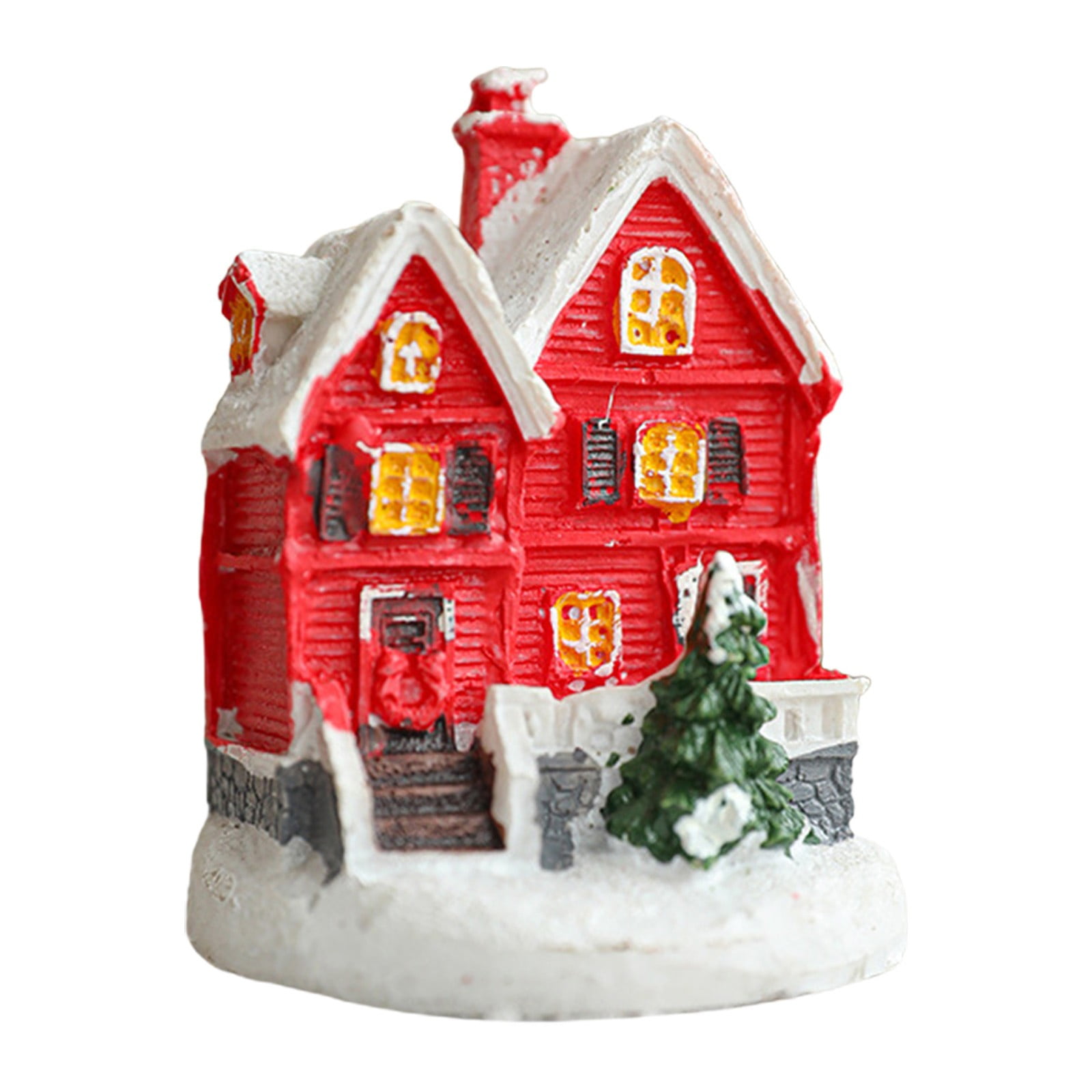 Christmas Tree House Decorations Resin Tabletop Trinkets Set with Igloo ...