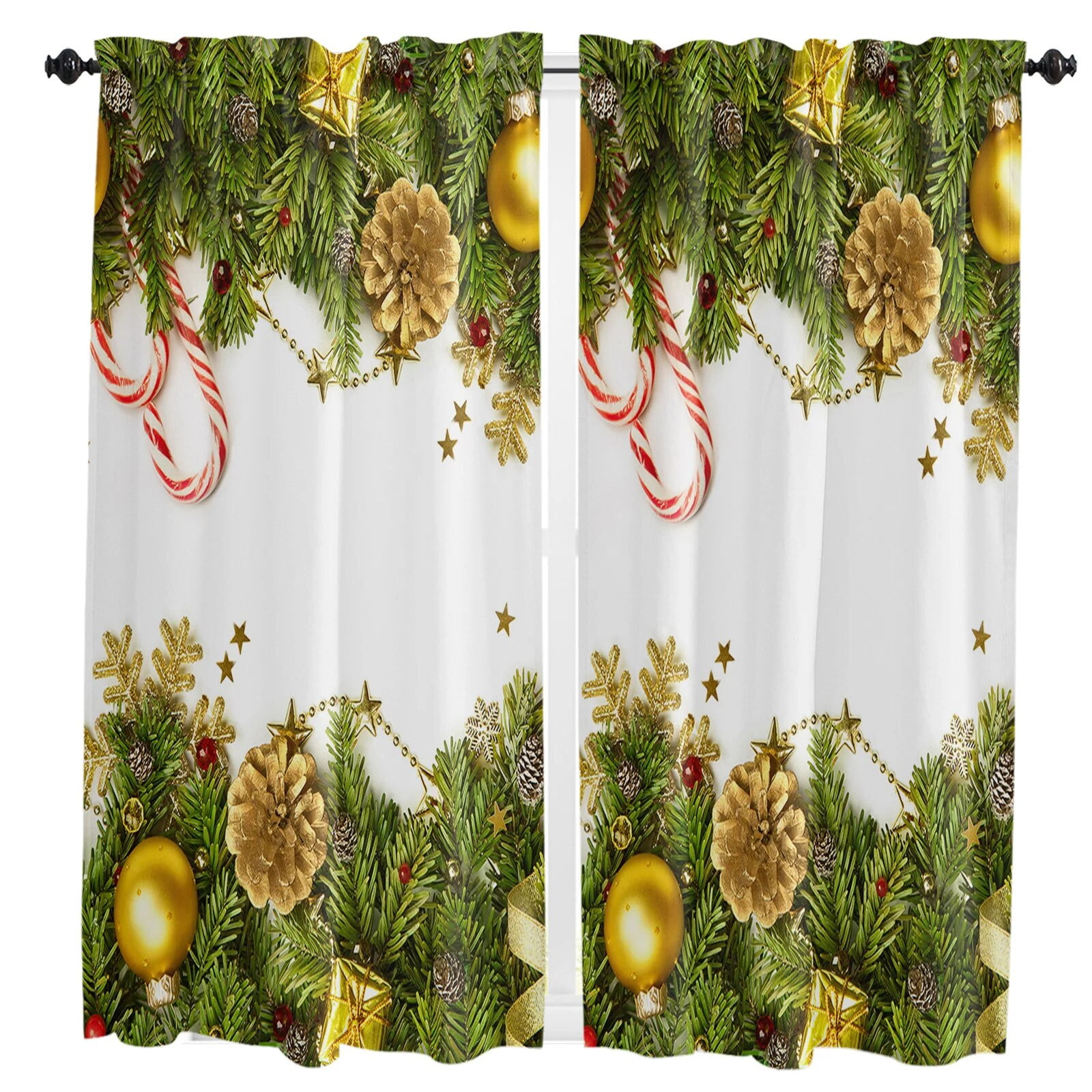 Christmas Tree House Lights Snowflakes Night Building Curtains in the ...