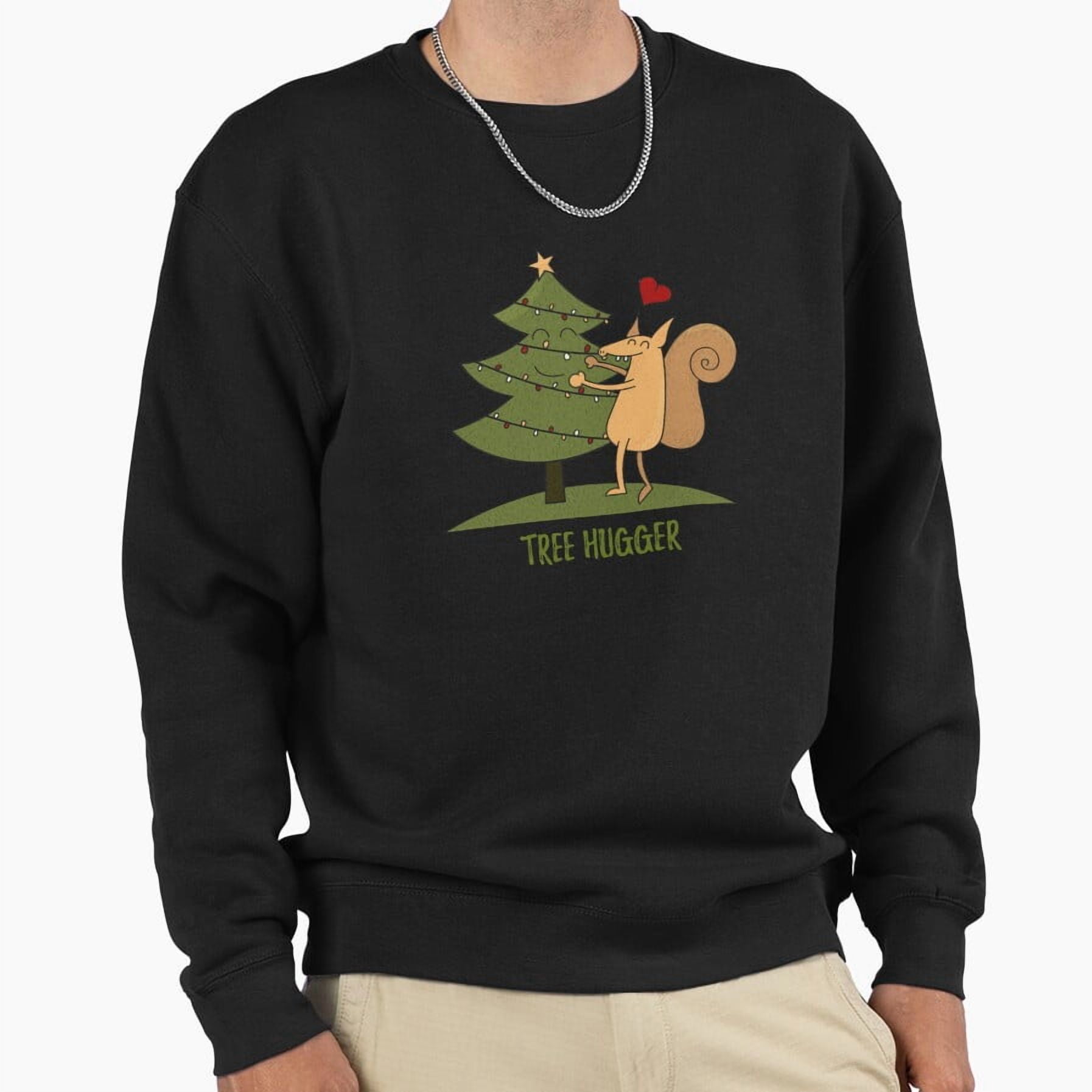 Christmas Tree Hugger Environmental Funny Retro Holiday Graphic Art ...