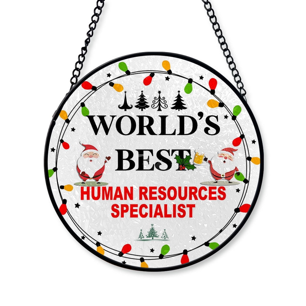 Christmas Tree, Human Resources Specialist Stained Glass Window Hanging ...
