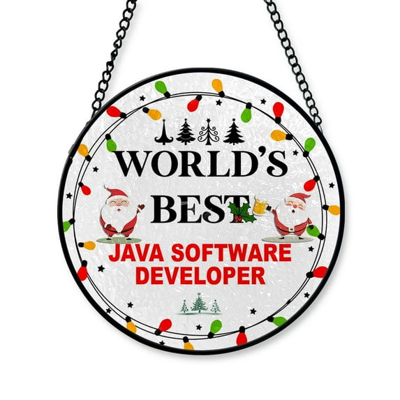 Christmas Tree, Java Software Developer Stained Glass Window Hanging ...