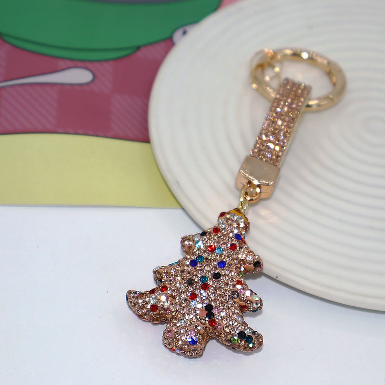 Christmas Tree Keychain Rhinestone Pendant Sparkling Holiday Gift for ...