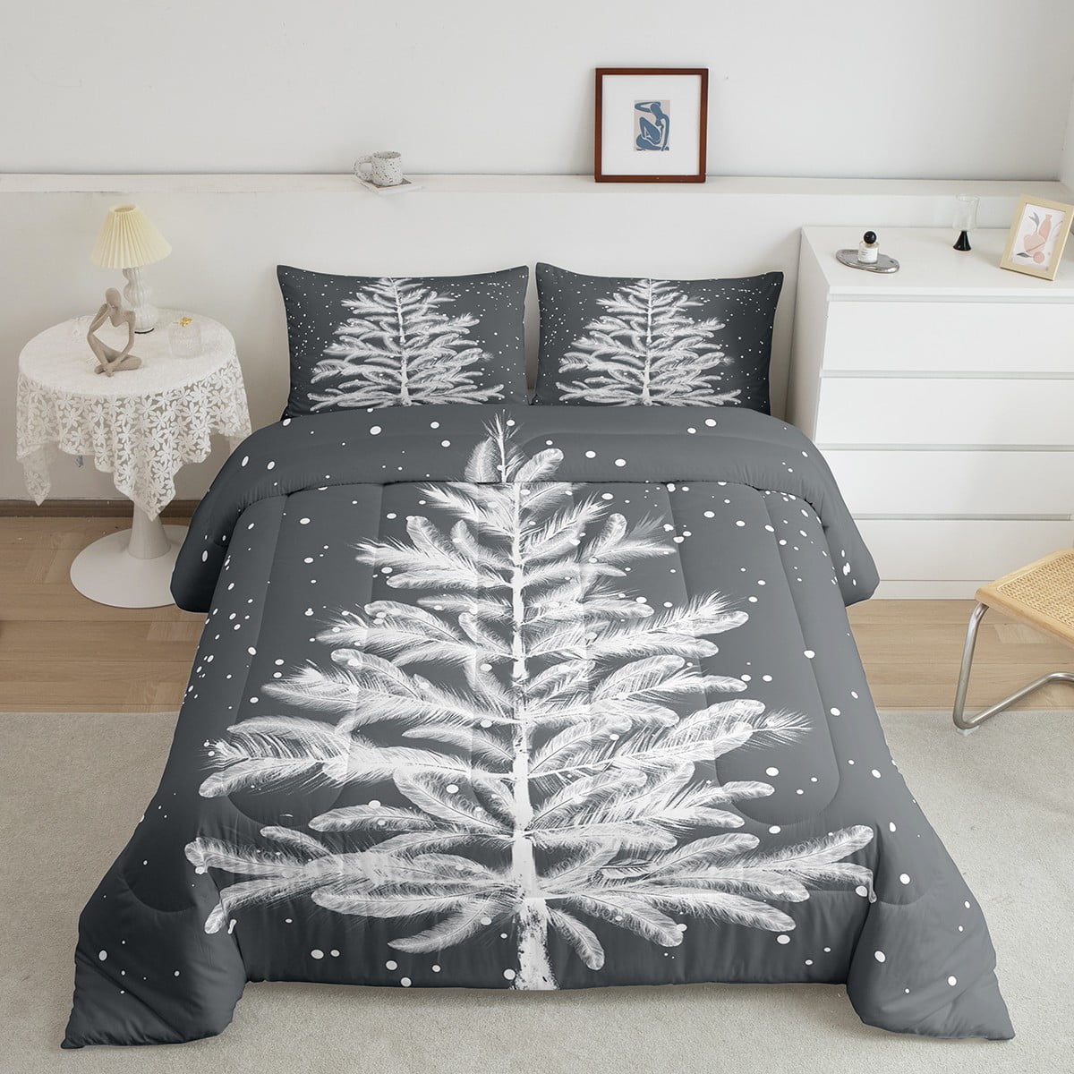 Christmas Tree King Bedding Set,Merry Christmas Comforter Set,Winter ...