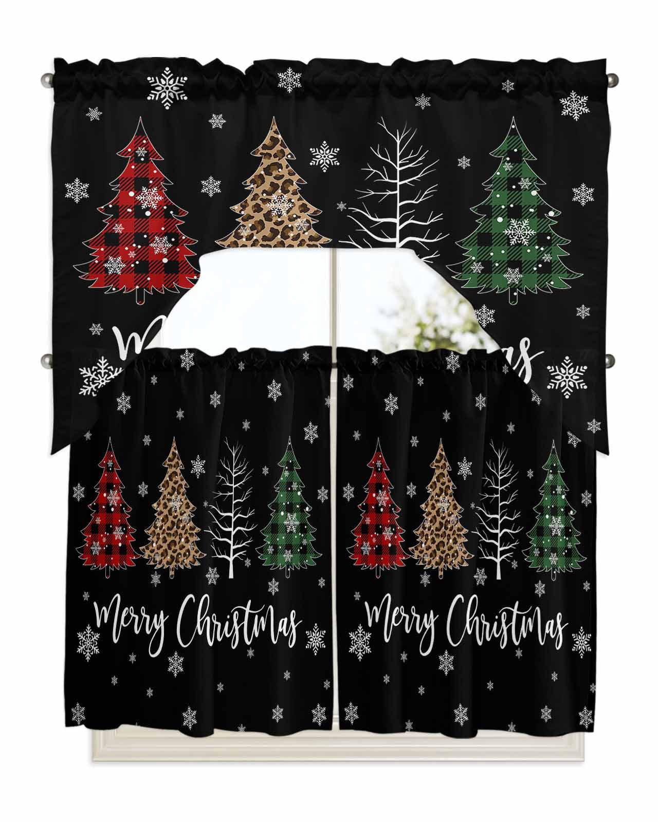 Christmas Tree, Kitchen Curtains Swag Valance and Tier Curtains Set 36 ...
