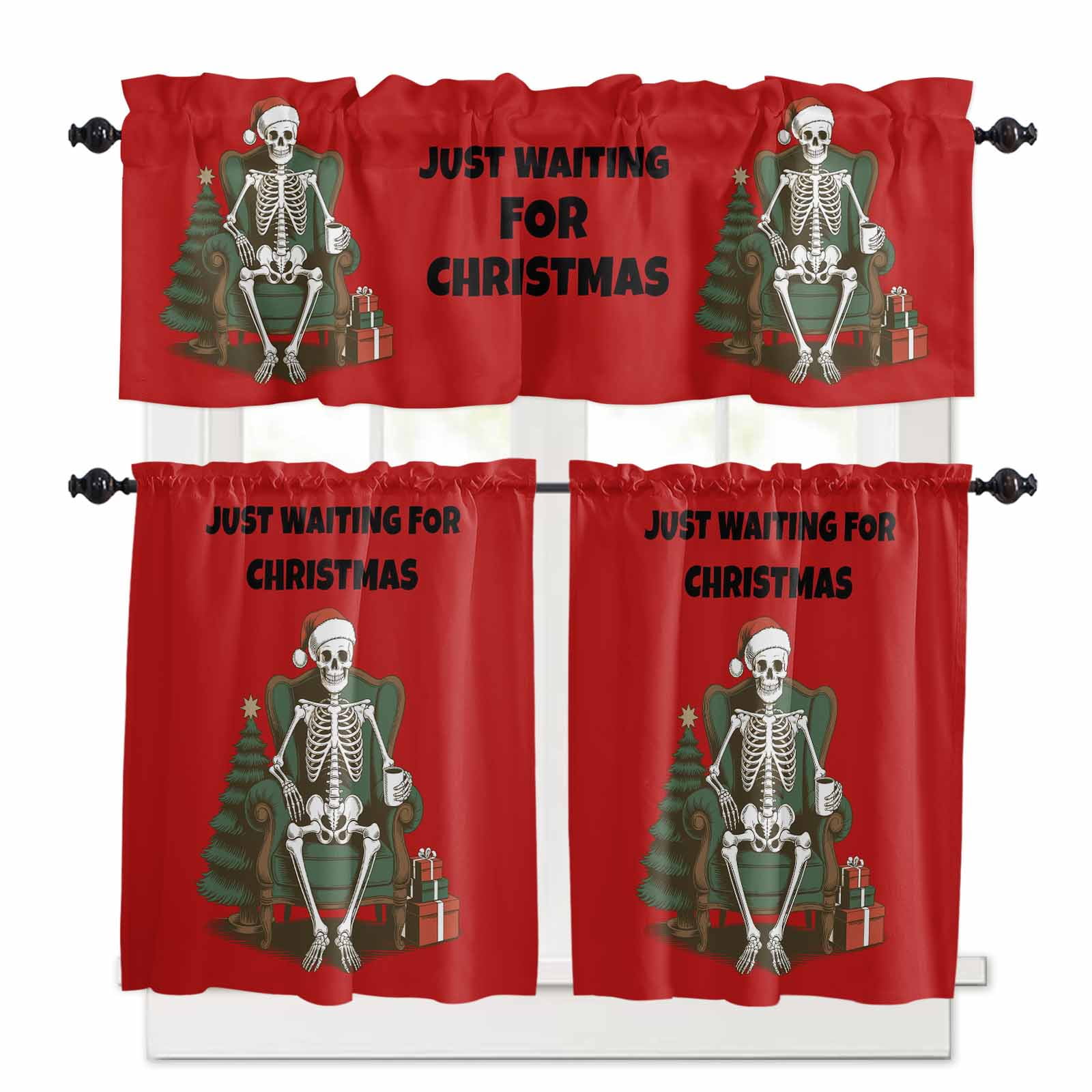 Christmas Tree Kitchen Curtains Valances and Tiers Set of 3 Just ...